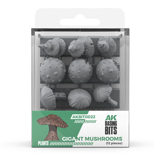 NEW! AK-Interactive AKBIT0022 Gigant Mushrooms - Basing Bits (3D-Printed / 12 pcs)
