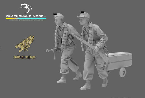 BlackSnake Model FSJ-03-16 German WWII Fallschirmjaeger and Drop Canister (2 Figures / Soldiers No.3)