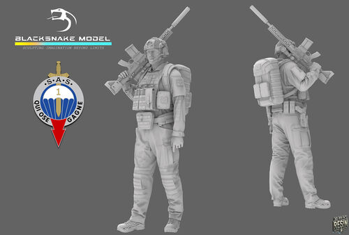 NEW! BlackSnake Model SAS-03-16 French Modern SAS - 1st Marine Infantry Parachute Regiment Soldier 3 (1 Figure)