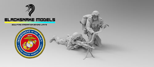 NEW! BlackSnake Model USMC-05-06-16 US Marines No.5 & No.6 Gunner - Operation Iraqi Freedom (1 Figure)