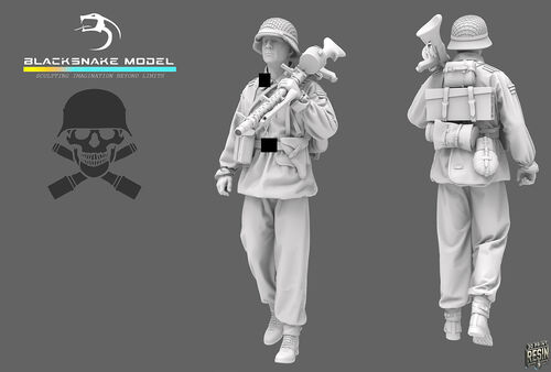 NEW! BlackSnake Model Waffen-06-16 German WWII Waffen SS Soldier No.6 with MG34 (1 Figure)