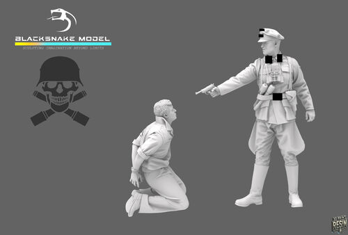 NEW! BlackSnake Model Waffen-08-09-16 German WWII Waffen SS Soldier - Execution (2 Figures)