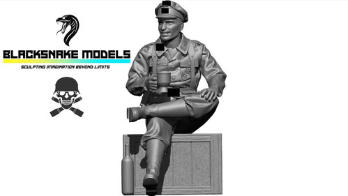 NEW! BlackSnake Model Waffen-21 German WWII Waffen SS Soldier No.21 Officer - Normandy 1944 (1 Figure)