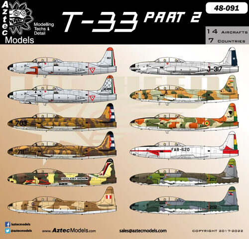 Aztec 48D091 T-33 Part 2 - Lockheed T-33 from Mexico, Bolivia, Chile, Cuba, Nicaragua, Uruguay