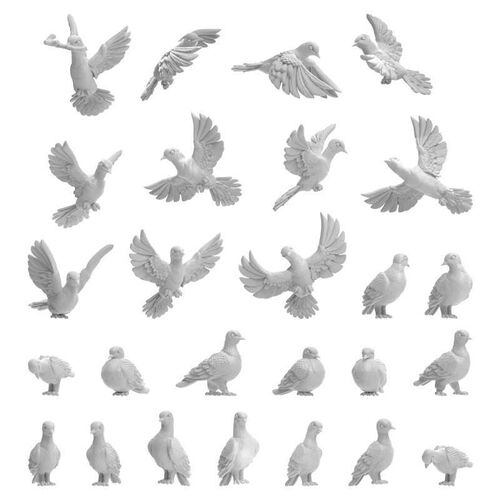 Green Stuff World 13642 Animals - Pigeons (26 pcs / 3D-Printed)