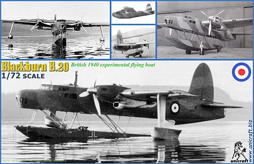 Unicraft 72115 Blackburn B.20 - British 1940 Experimental Flying Boat (Unicraft kits do not include decals)