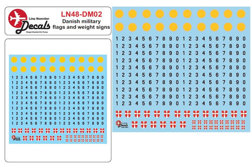 Lima November Decals 48-DM02 Danish military flag and weight signs