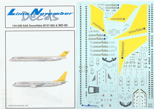 Lima November Decals 144-508 Boeing 737-883 and McDonnell-Douglas MD-82 - SAS Fly SNOWFLAKE.com - LN-RPN/-RPS and LN-ROS/U Decals