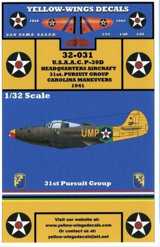 Yellow Wings 32031 USAAC Bell P-39D Airacobra (designed to be used with Special Hobby kits)