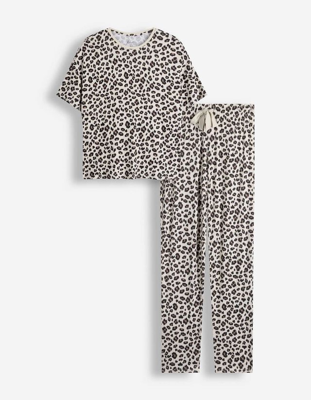 PIDŽAMA SET OD MAJICE I PANTALONA - LEOPARD PRINT - BEŽ