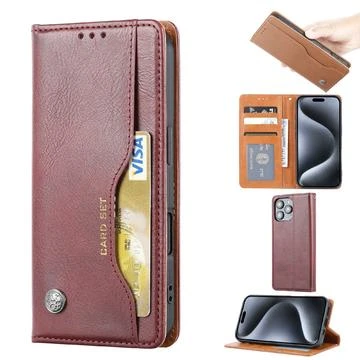 IPHONE 16 PRO CARD SET WALLET CASE - WINE RED