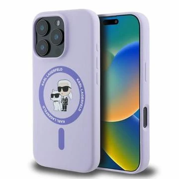 IPHONE 16 PRO MAX KARL LAGERFELD KARL AND CHOUPETTE LIQUID SILICONE MAGSAFE CASE - PURPLE