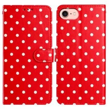 IPHONE 16E/17E POLKA DOT PATTERN WALLET CASE - RED