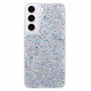 SAMSUNG GALAXY S23 GLITTER FLAKES TPU MASKA - SREBRNA