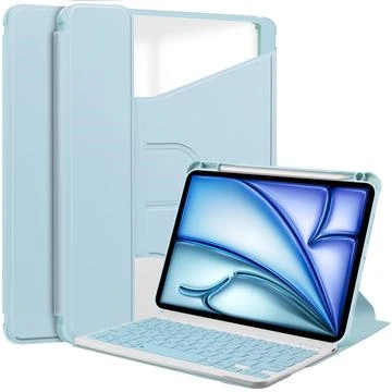 IPAD AIR 13 2024/2025 360 ROTATING SMART CASE WITH BLUETOOTH KEYBOARD (OPEN BOX - BULK SATISFACTORY) - SKY BLUE