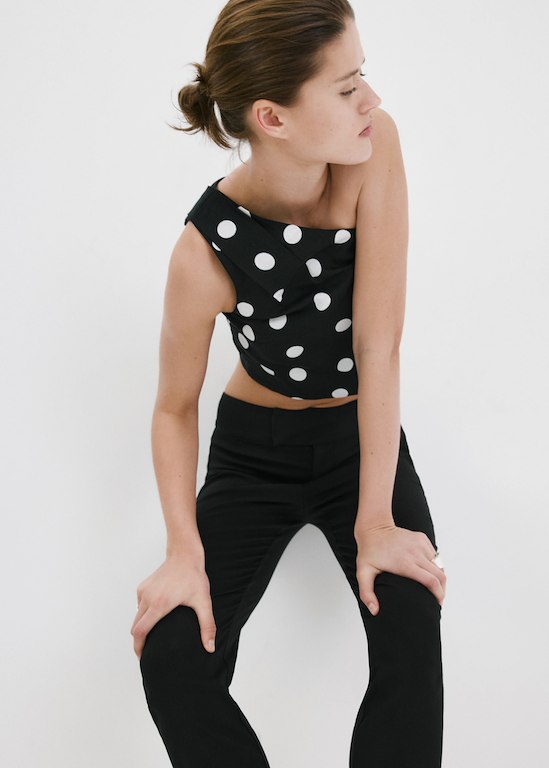 ASYMMETRIC POLKA DOT TOP