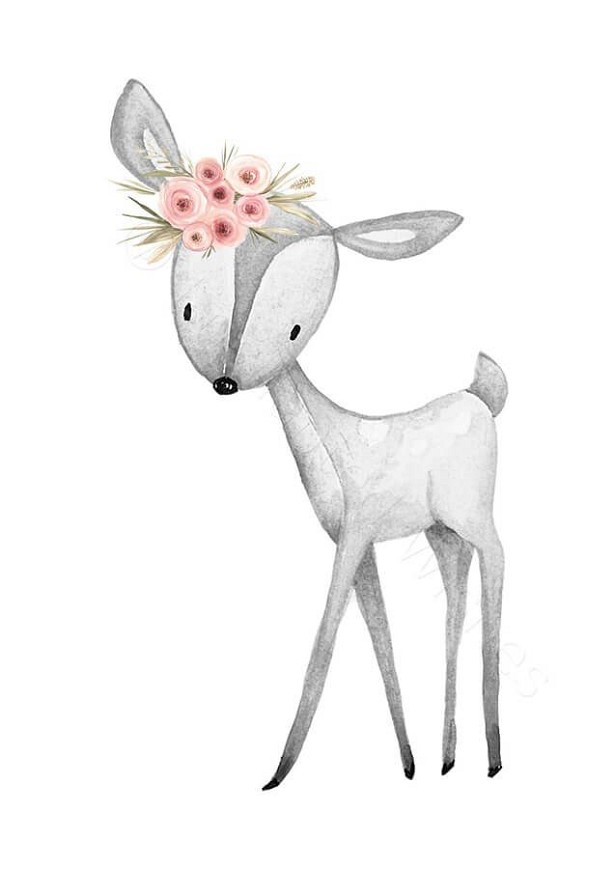 DEER WITH FLOWERS