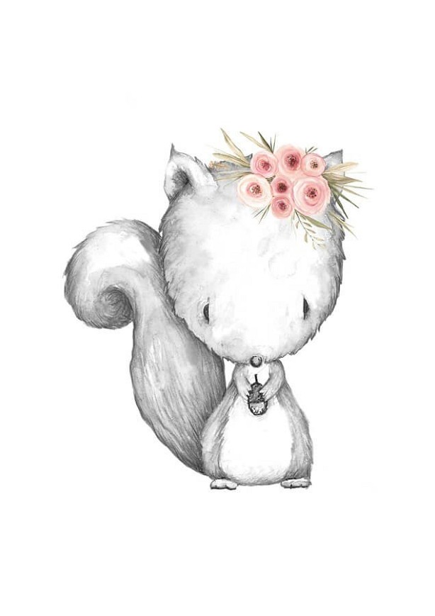 SQUIRREL WITH FLOWERS
