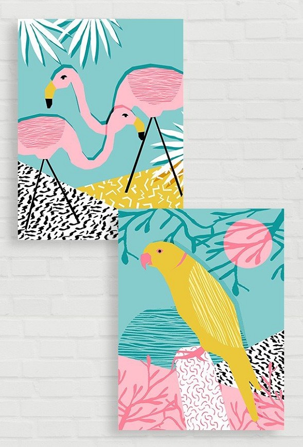 SET SLIKA - ABSTRACT POPART BIRDS
