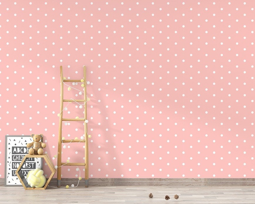 PASTEL PINK WITH WHITE DOTS