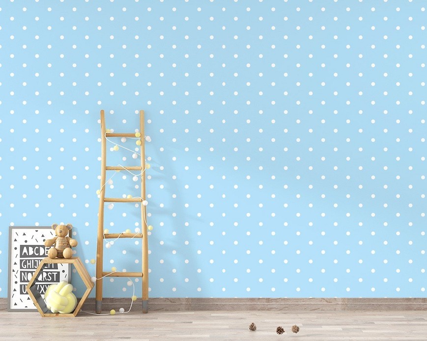 PASTEL BLUE WITH WHITE DOTS