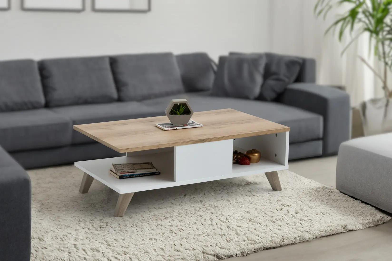 Hanah Home Klub sto Sumer O2040 90x35,6x54cm Hrast-Beli