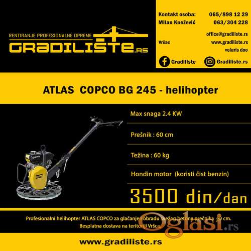 Izdajem helikopter za glacanje / obradu betona- Atlas Copco BG 245