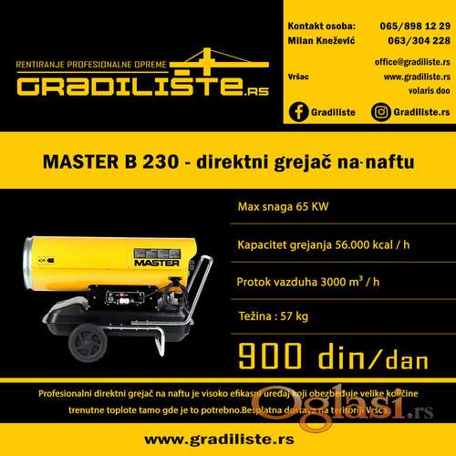Kalorifer / grejač na naftu Master B 230 - izdavanje