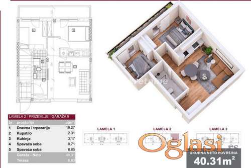 Veternik-Jednoiposoban stan 40 m2 u Prizemlju-065/385 8880