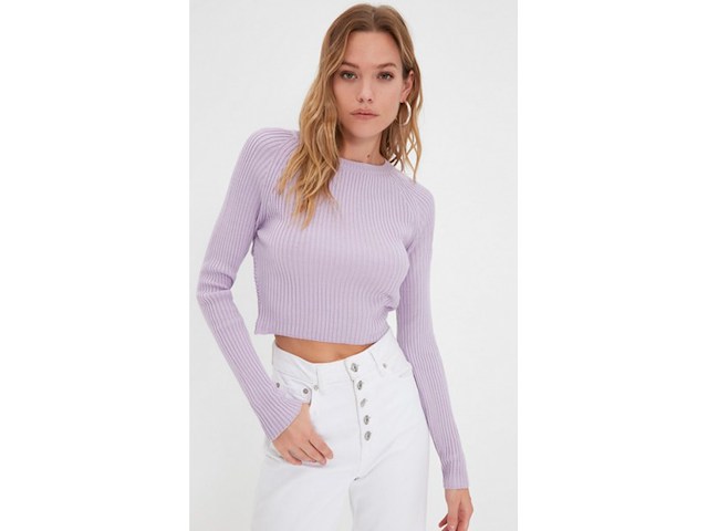 Bershka Lavender Crop Džemper - 36