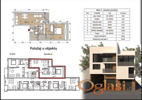 Stan NOVI SAD,TELEP,kv: 54, € 146500, ID: 1019209