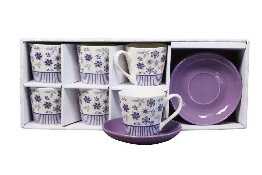 Set šoljica za kafu RXG-N25708C, Porcelan, 180ml, 6 komada, Ljubičasti