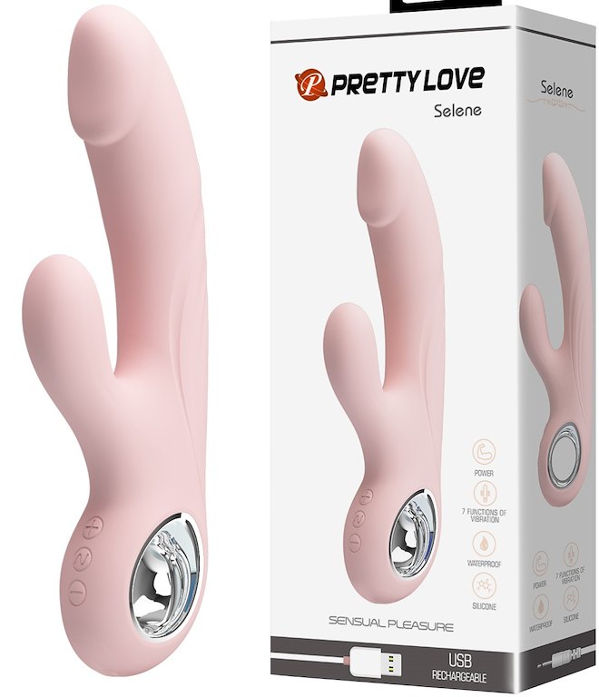 Silikonski USB zeka vibrator | Selene Rabbit Pink