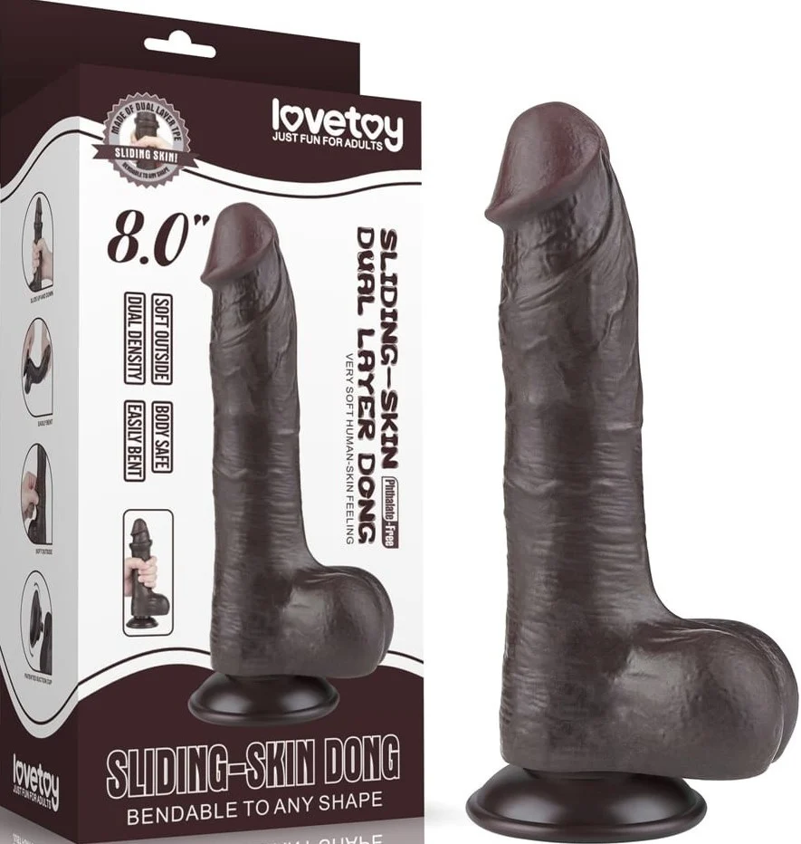 Crni realistični dildo | Sliding Skin 20 cm