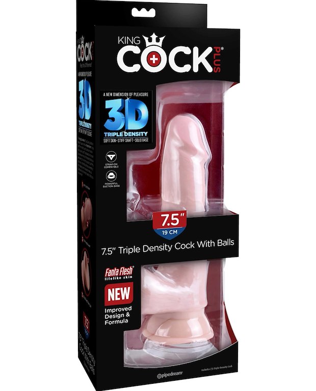 Realistični dildo sa testisima | 3D King Cock Dildo 19 cm