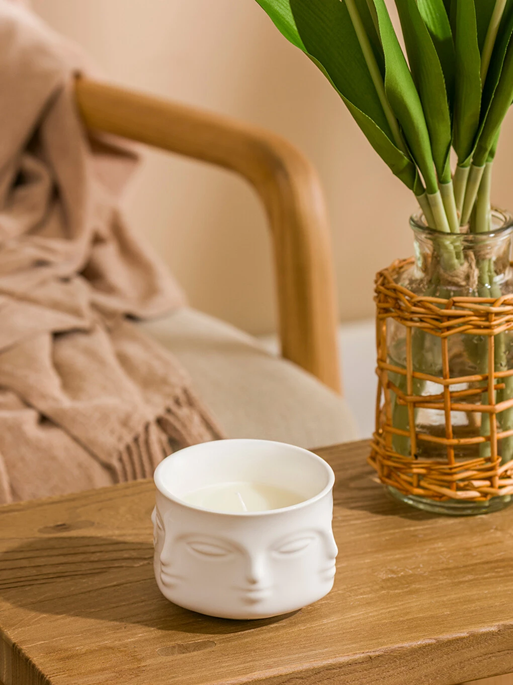 LCW HOME Keramički Svećnjak Sa Printom Lica 9 Cm