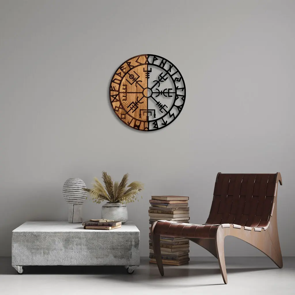 Wallity Zidna dekoracija Vegvisir-331, ⌀56cm, Hrast