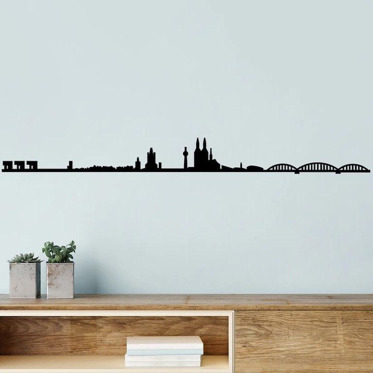 Wallity Zidna dekoracija Cologne Skyline, 120x12 cm, 1.5 mm, Crna