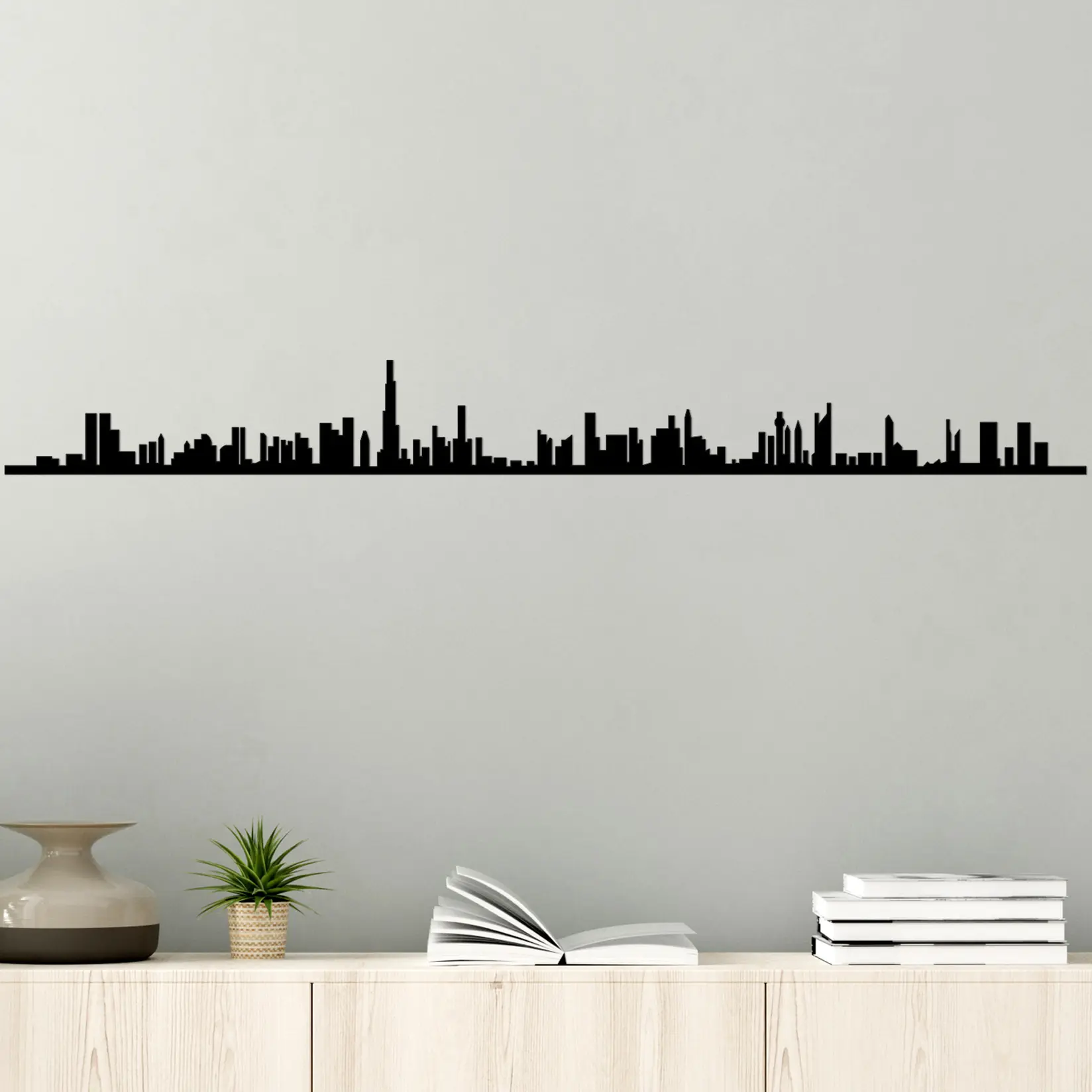 Wallity Zidna dekoracija Dubai Skyline, 120x13 cm, 1.5 mm, Crna