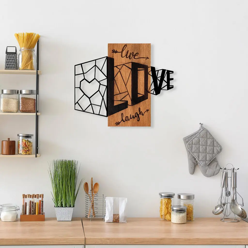 Wallity Zidna dekoracija Live Love Laugh - 380, 58x68 cm, Crna