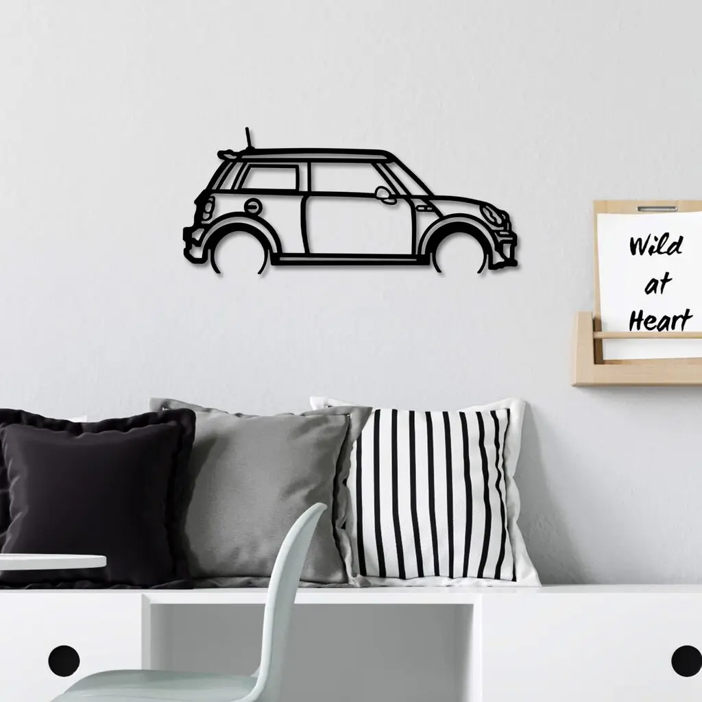 Wallity Zidna dekoracija Mini Cooper, 73x33cm, Crna