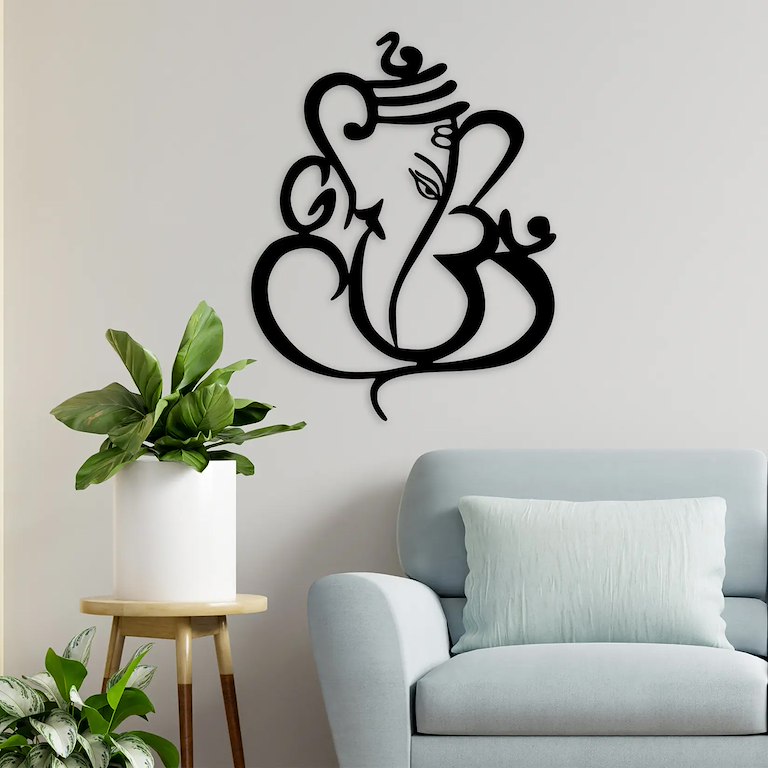 Wallity Zidna dekoracija Ganesha, 75x90 cm, 1.5 mm, Crna