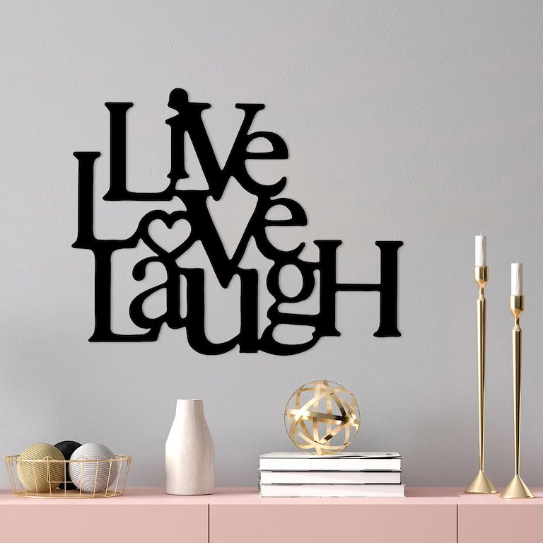 Wallity Zidna dekoracija Live-Love-Laugh, 36x1.5x45 cm, Crna