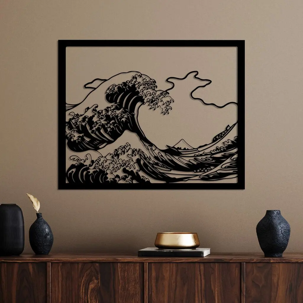 Wallity Zidna dekoracija Hokusai, 56 x 45 cm, Crna