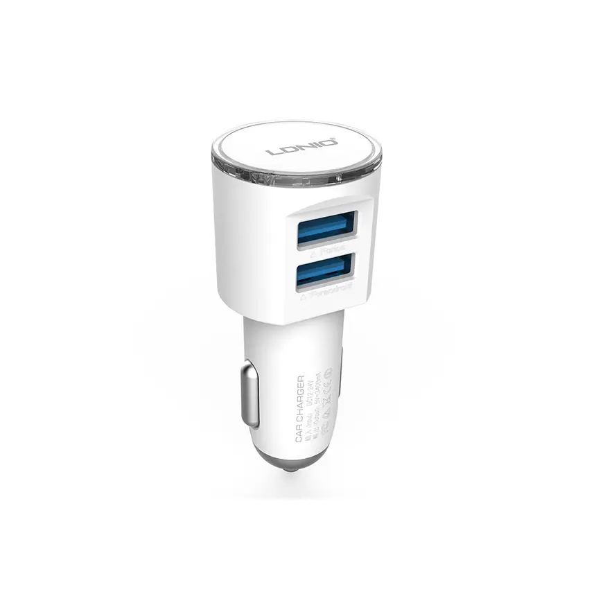 Auto punjac LDNIO DL-C29 dual USB 3.4A + Type-C kabel beli
