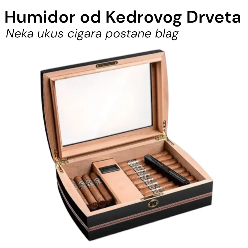 Luksuzni Crni Humidor za Tompuse - 50 Cigara