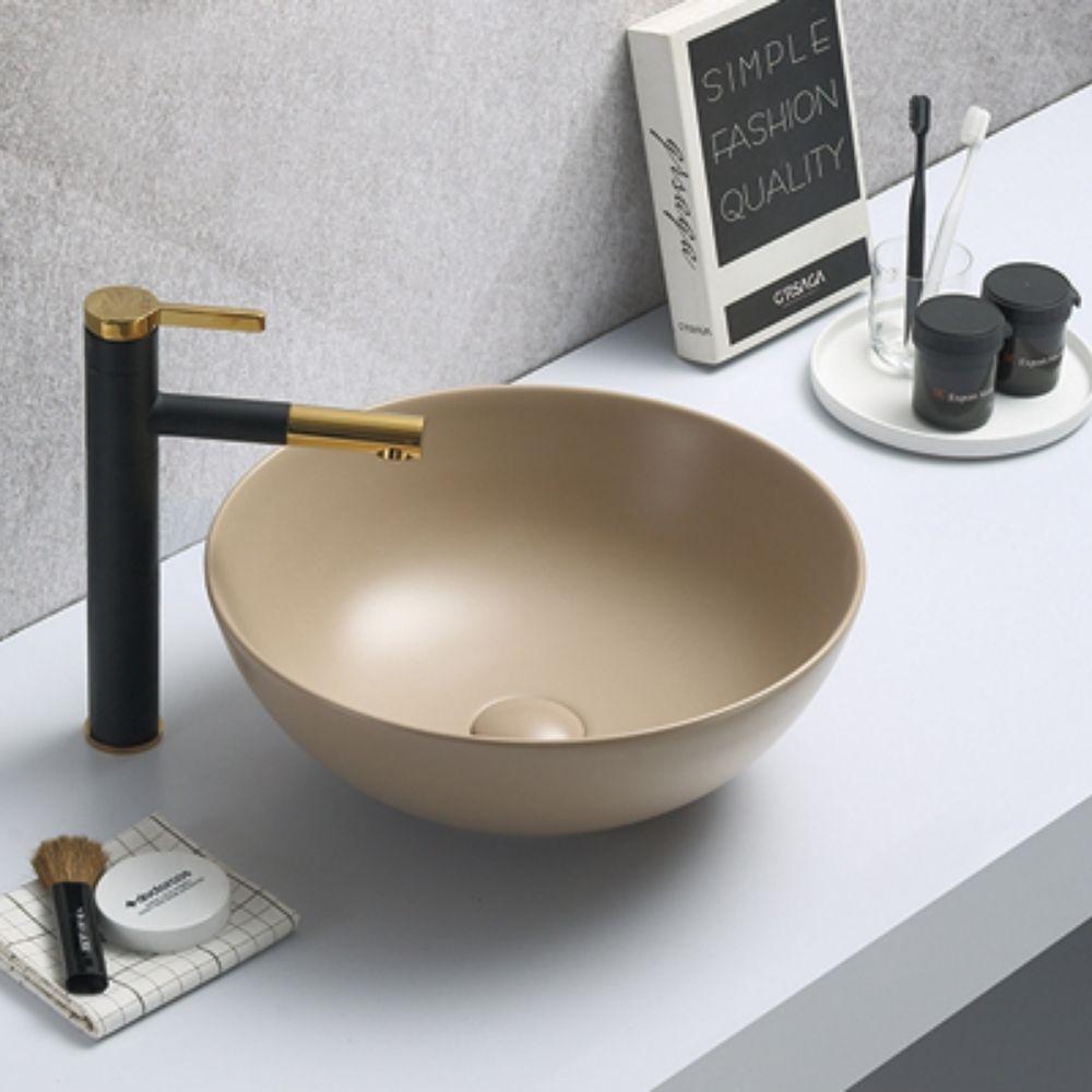 Minotti nadgradni lavabo Ø415×155 mat bež