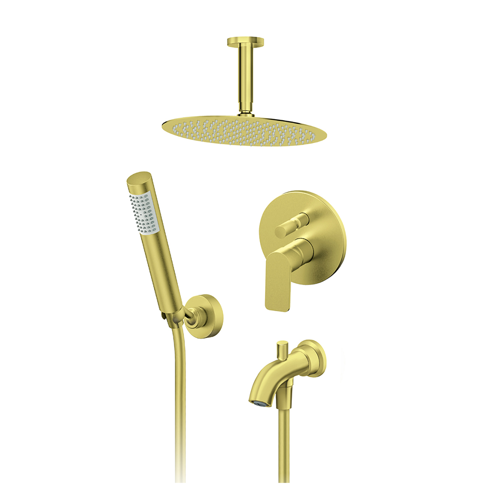 Rosan S2 Gold baterija za kadu sa tuš ružom, izlivom i zidnim tušem 231703G1