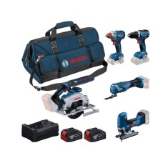BOSCH plavi alat Akumulatorski set Bosch GSR 18V-65 + GDX 18V-285 + GKS 18V-57-2 + GOP 18V-34 + GST 18V-125 S + 2 x 5,0Ah + torba (0615A500BV)