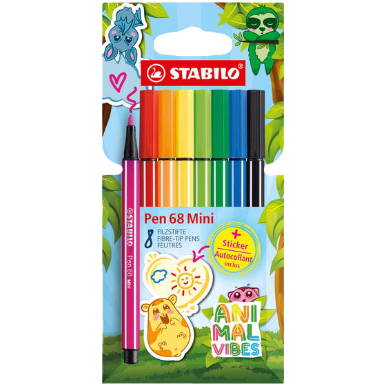 Flomasteri STABILO Pen 68 Mini Animal Vibe Edition